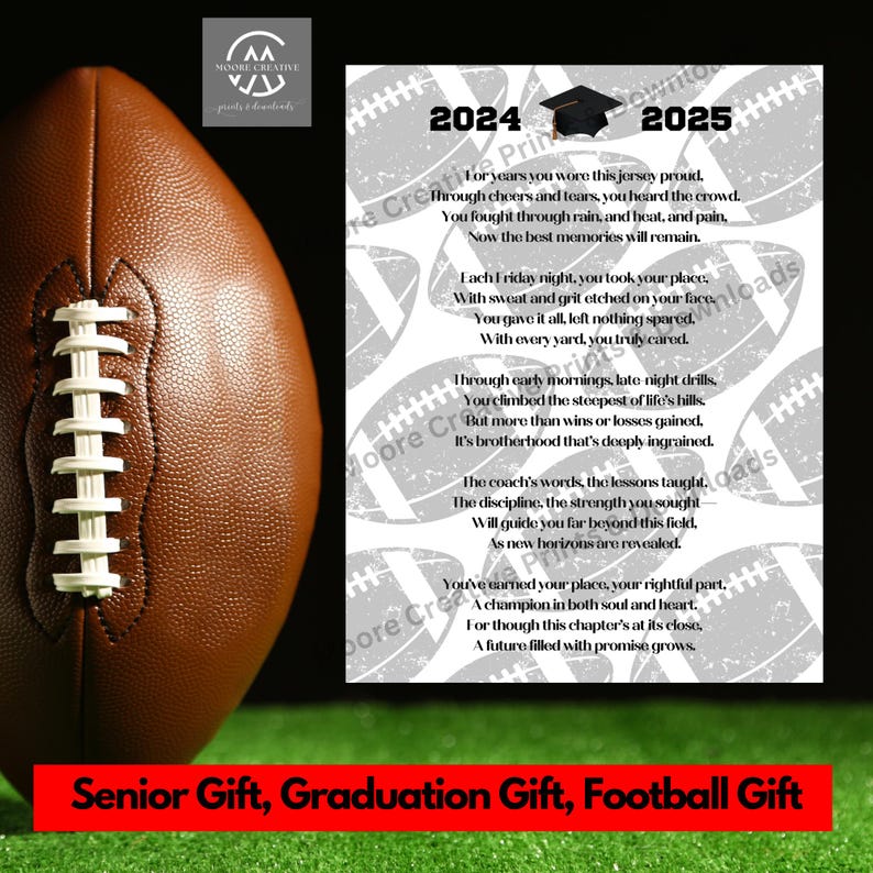 Senior Football Gift Senior Football Mom Gift to Son 2026 Football Poem ...