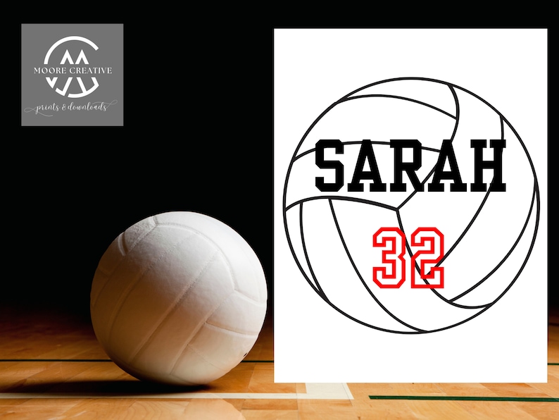 8" Volleyballs Editable Names and Player Numbers DIY Template Printable ...