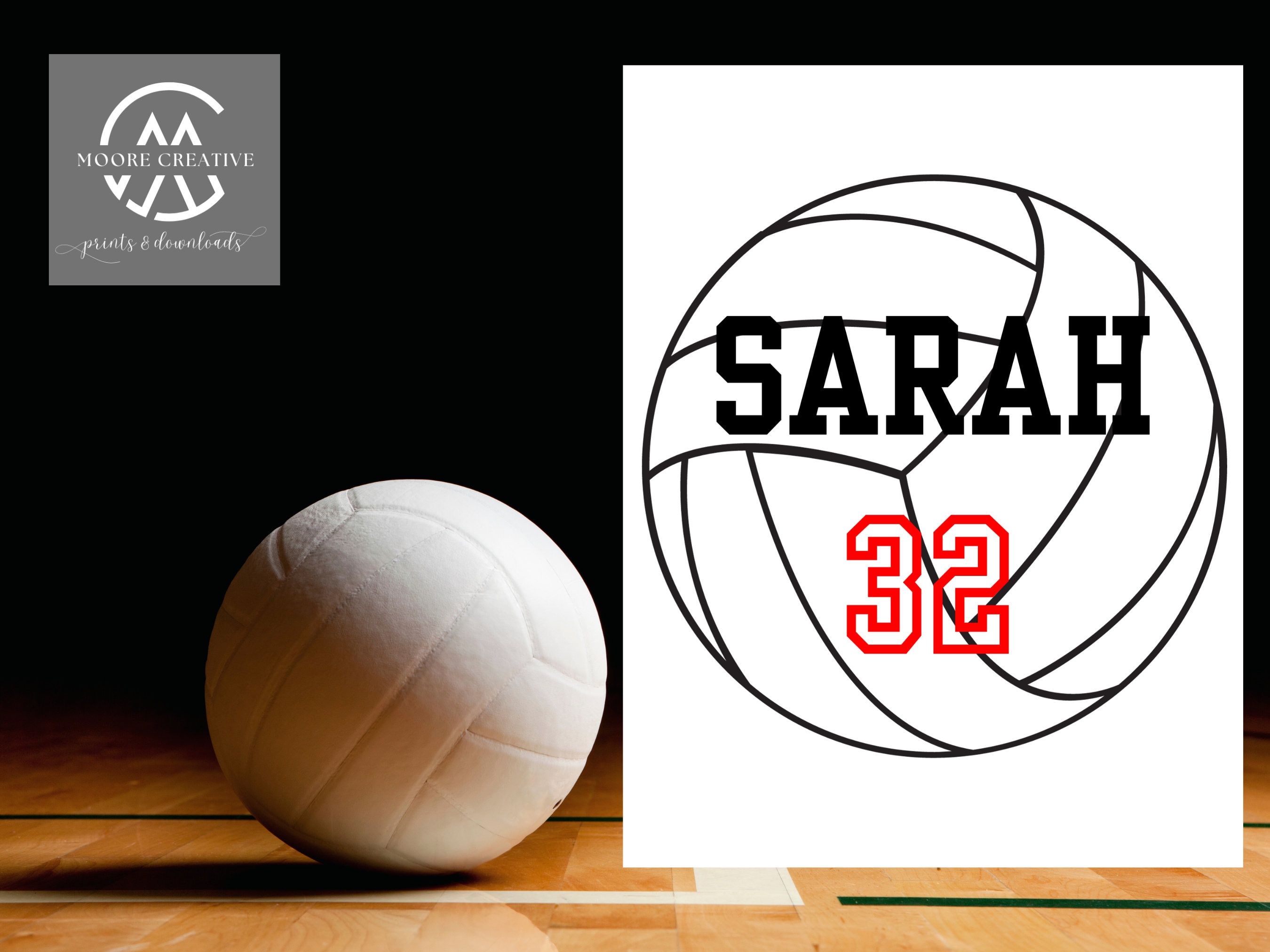 Volleyball PNG SVG 8 Volleyballs Editable Names and Player Numbers ...