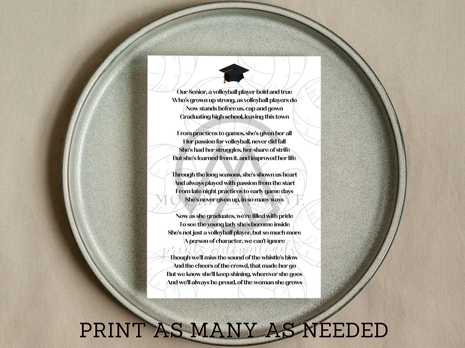 Volleyball Senior Poem Instant Download Volleyball Poem Parents Senior ...