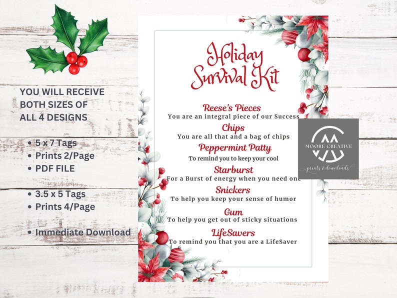 Christmas Survival Kit Printable | Team Survival Kit | Holiday Survival ...