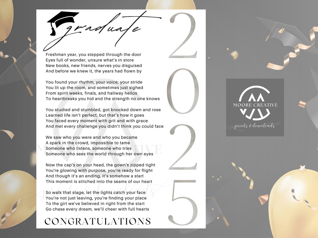 Graduation Poem, Sentimental Gift for High School Graduation, Print at ...