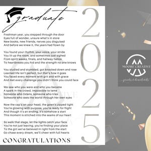 Sentimental Gifts for Graduation, Printable Poem for High School, Class ...