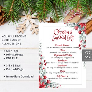 Teacher Staff Survival Kit Printable Gift Tag Christmas Survival Kit ...