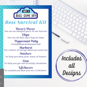 Boss Survival Kit Printable, Boss Gift Tag, Gift for Manager, Bosses ...