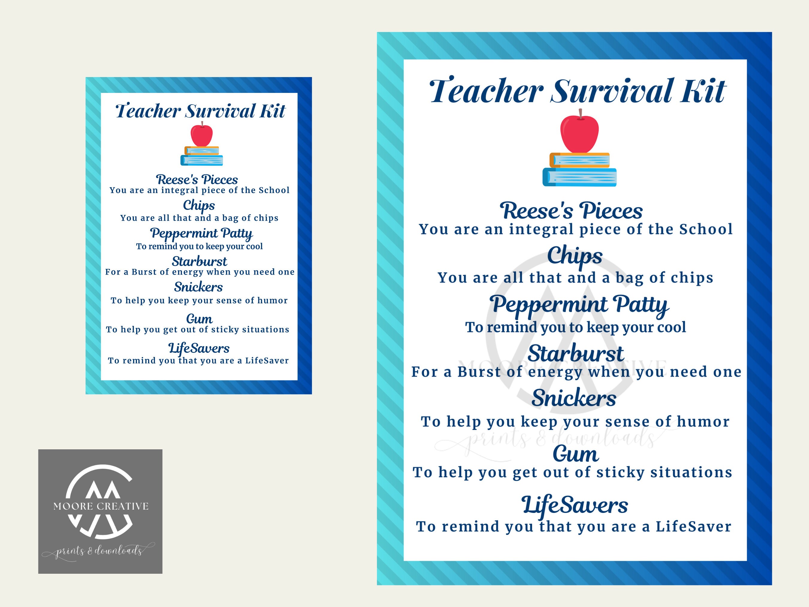 Teacher Survival Kit Printable Back to School Gift Tags - Etsy