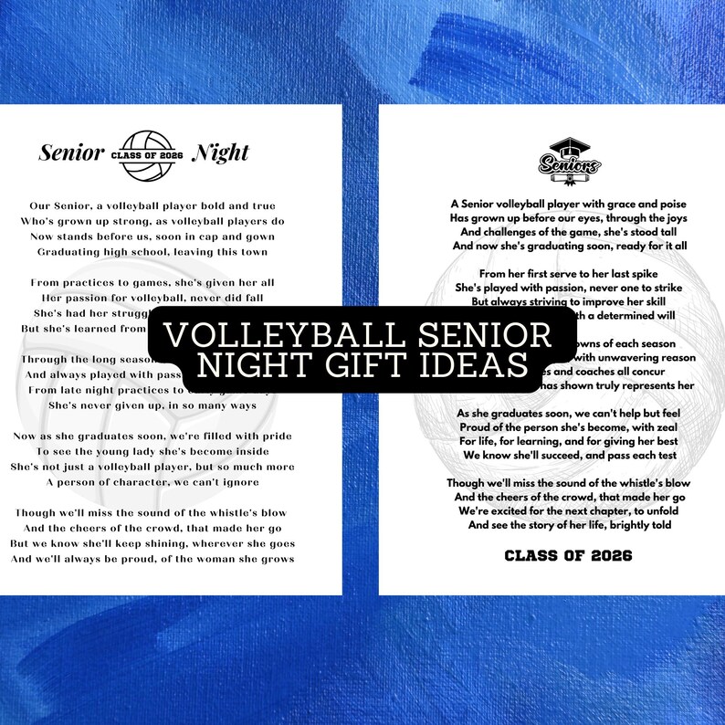 Volleyball Senior Night Gift Instant Download Volleyball Player Poem ...