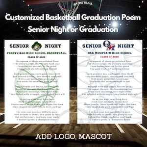 Custom Printable Basketball Senior Night Gift Poems, Senior Night Gift ...