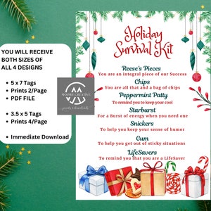 Survival Kit Tag, Holiday Survival Kit, Christmas Survival, Christmas ...