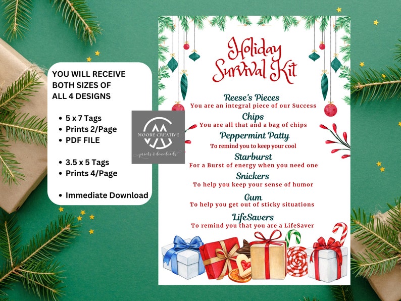 Survival Kit Tag, Holiday Survival Kit, Christmas Survival, Christmas ...