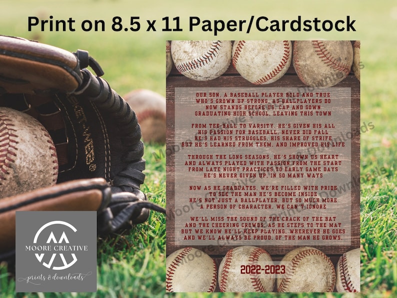 Baseball Team Printable Instant Download B-ball Motivational Memory ...