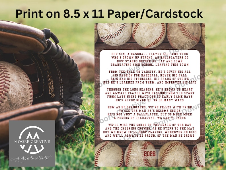 Senior Baseball Gift Idea | Instant Download | Baseball Team Instant ...