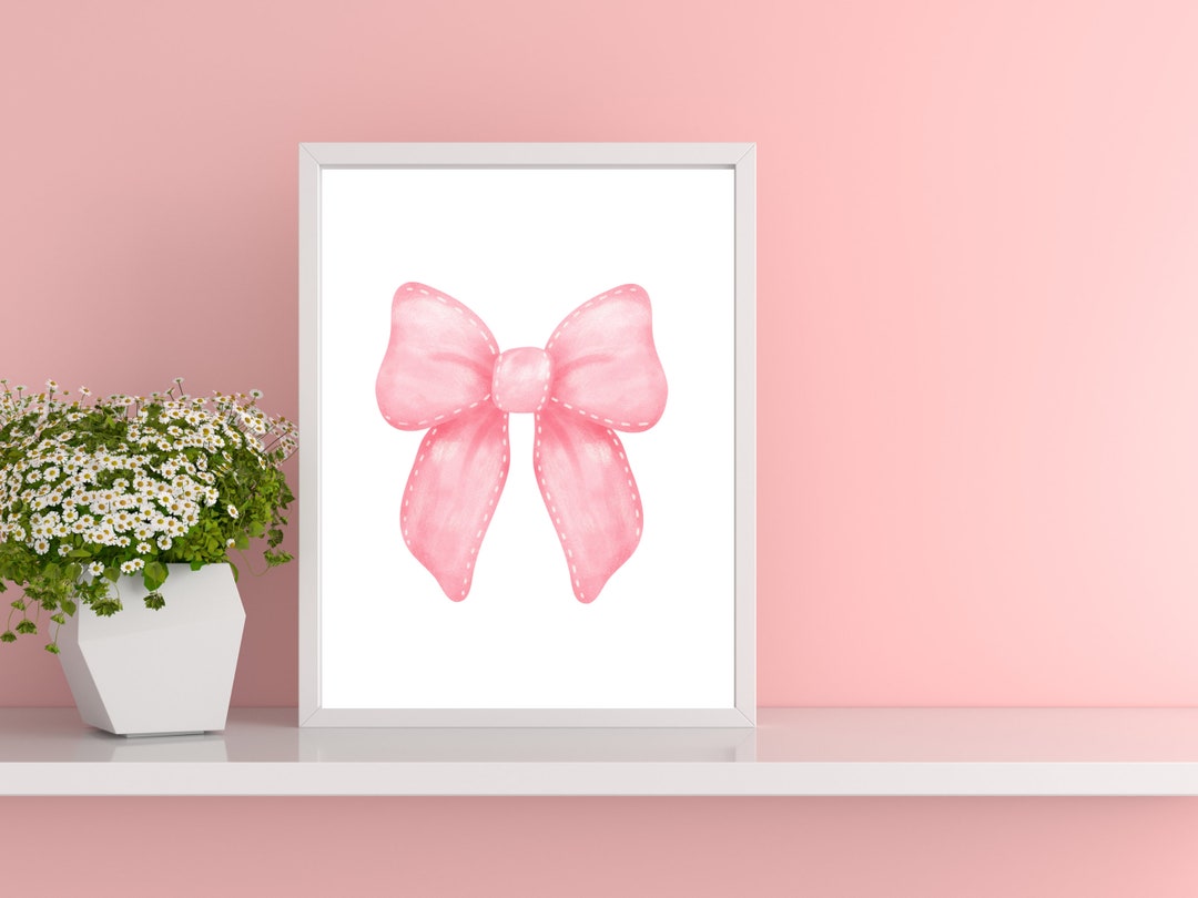 Pink Bow Print Preppy Art Bow Painting Preppy Dorm Prints Aesthetic ...
