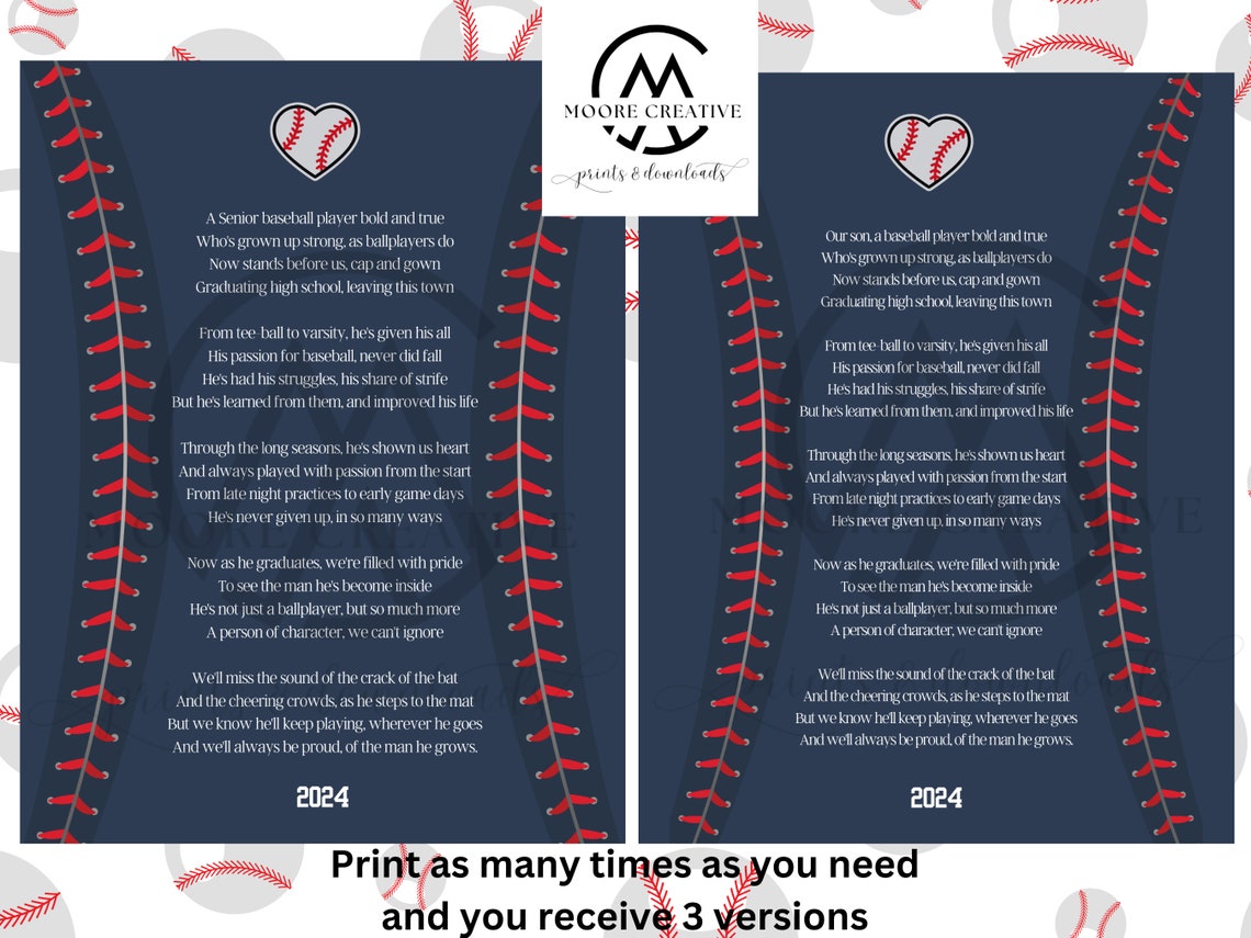 Senior Baseball Team Print | Instant Download | Baseball Team Instant ...