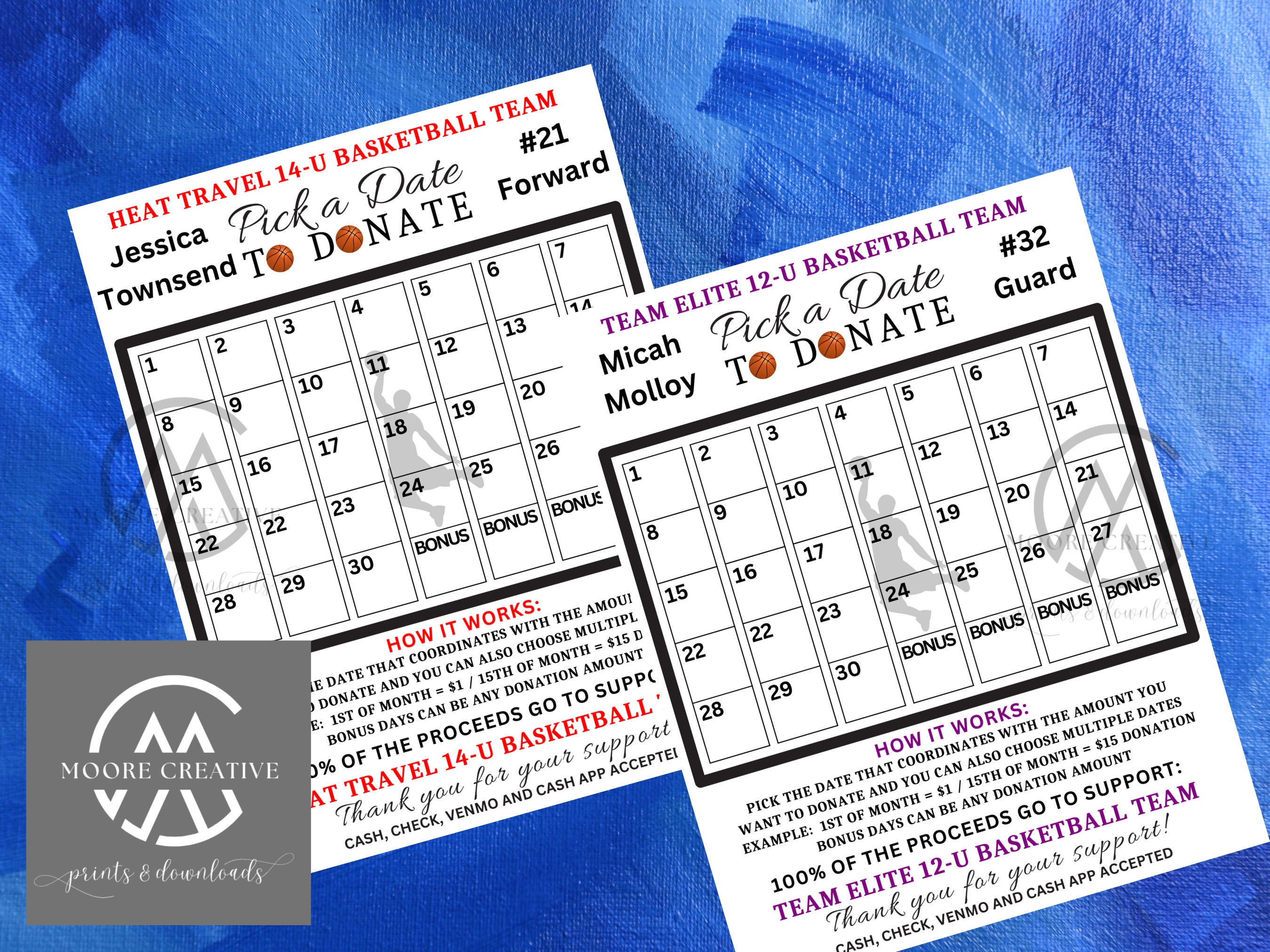 EDITABLE Basketball Pick a Date to Donate Printable, Basketball ...