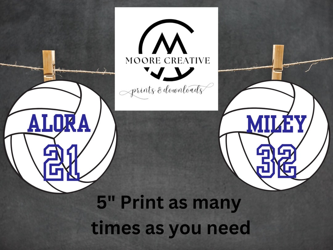 5" Volleyballs Editable Names and Player Numbers DIY Template Printable ...