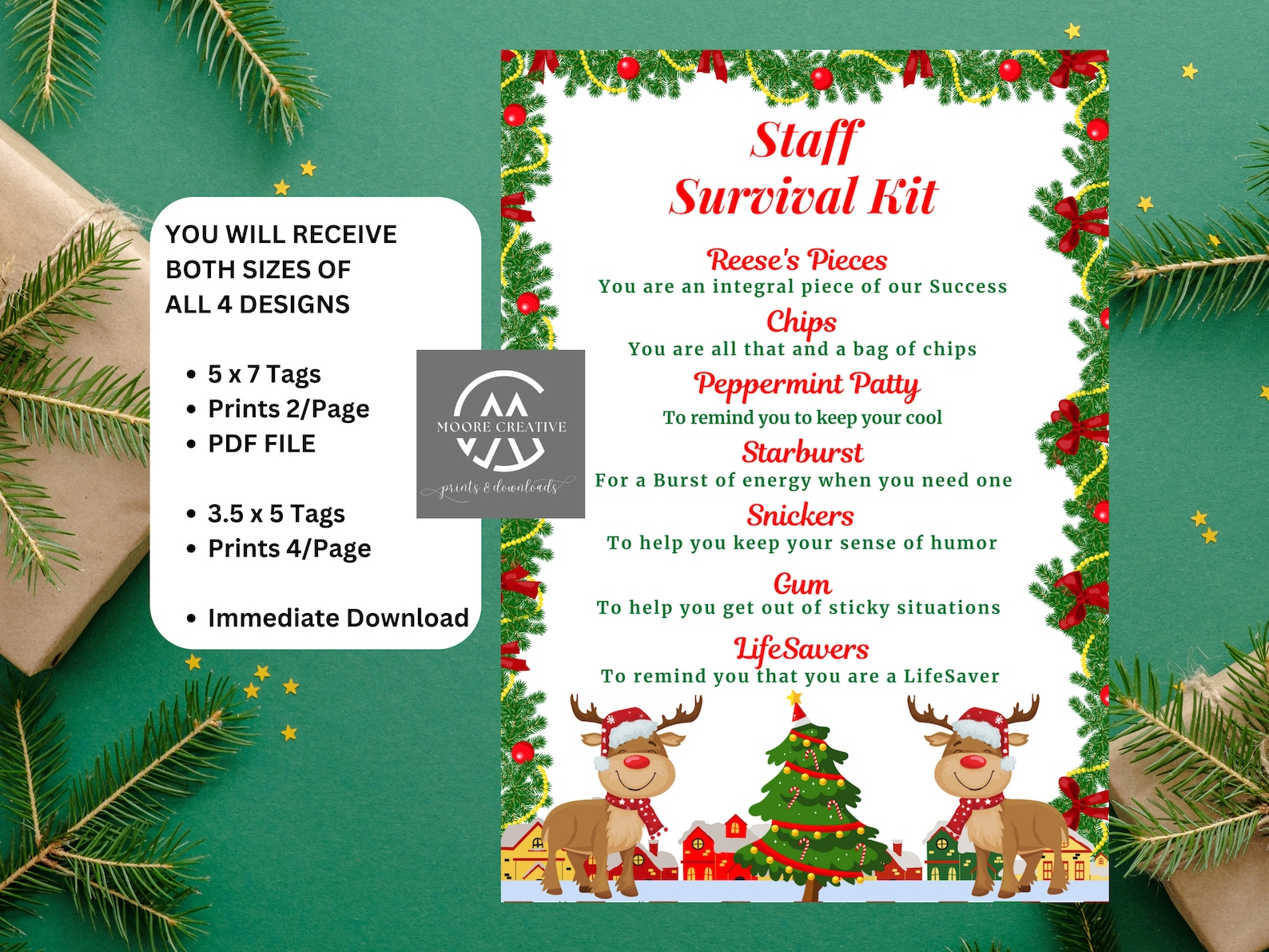 Christmas Survival Kit Printable Staff Christmas Gift Team Appreciation ...