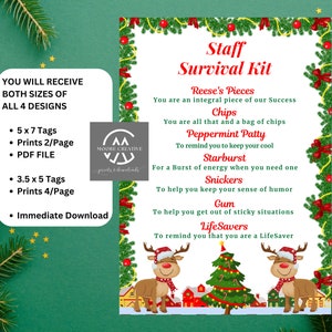 Christmas Survival Kit Printable Staff Christmas Gift Team Appreciation ...