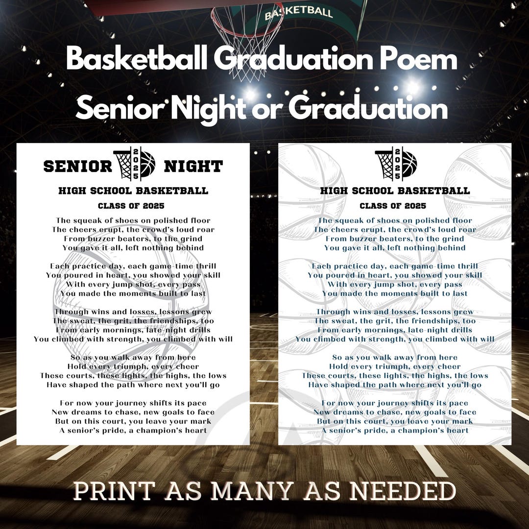 Basketball Senior Night Gift Poems, Senior Night Letters, Basketball ...