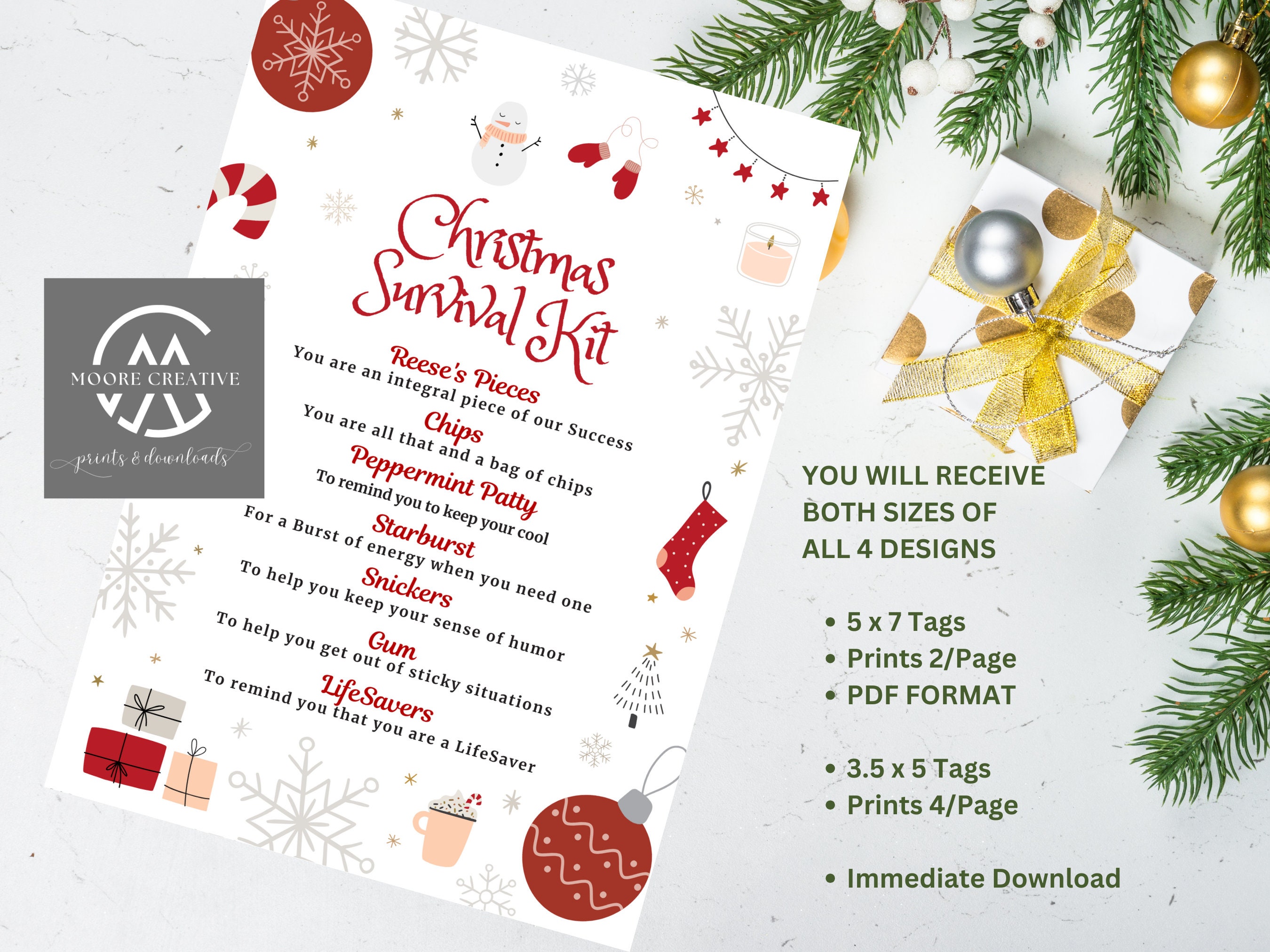 Christmas Survival Kit Label | Team Survival Kit | Holiday Survival Kit ...