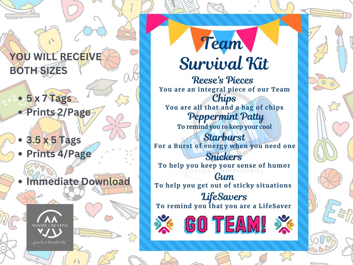 Team Survival Kit Tag Staff Appreciation Gift Tags - Etsy