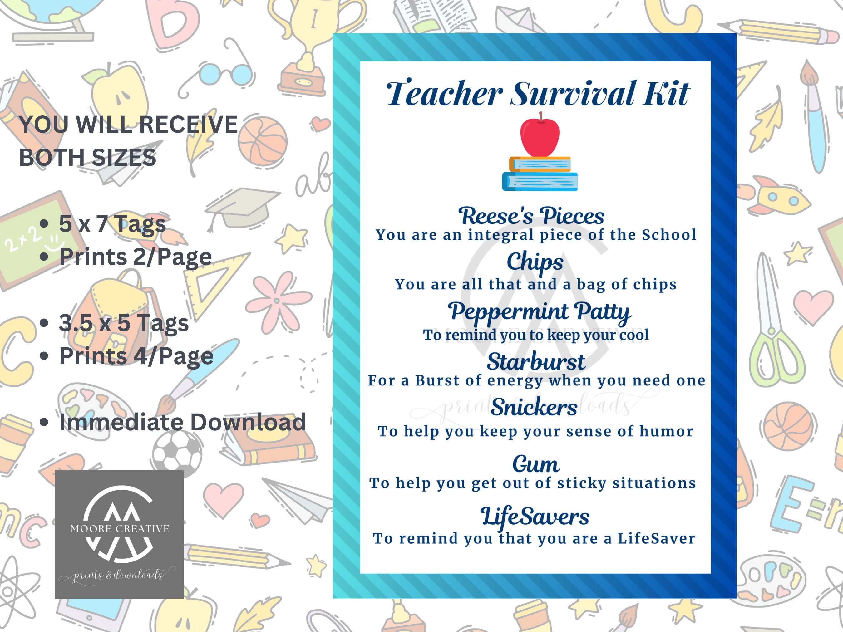 Teacher Survival Kit | Printable | Back to School Gift Tags | Teacher ...