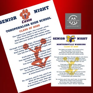 Cheerleader Poem Cheer Team Gift Senior Cheerleader Cheerleading Poem ...