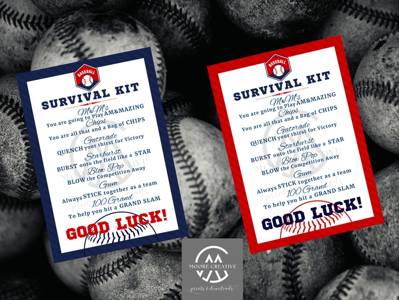 Baseball Survival Kit Baseball Gifts Printable Team Kids School Sports ...