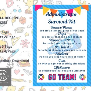 School Administrative Assistant Survival Kit, Admin Assistant Gift Tags ...