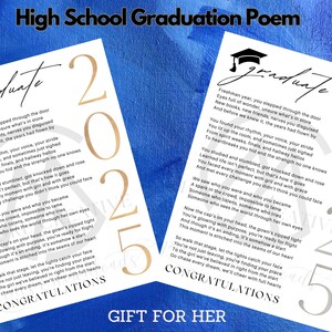 Sentimental Gifts for Graduation, Printable Poem for High School, Class ...