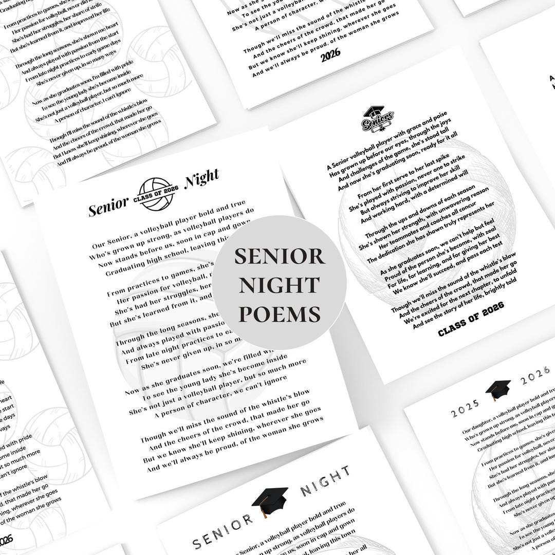 Senior Night Volleyball Team Printable Instant Download Volleyball Poem ...