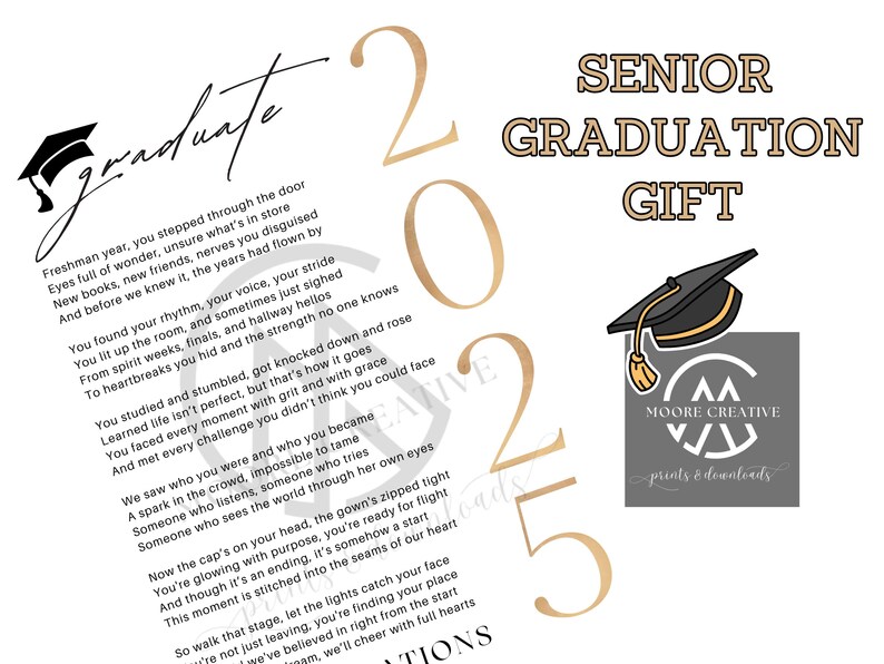 Poetry Graduation Gift, Sentimental High School Graduate Poem Keepsake ...