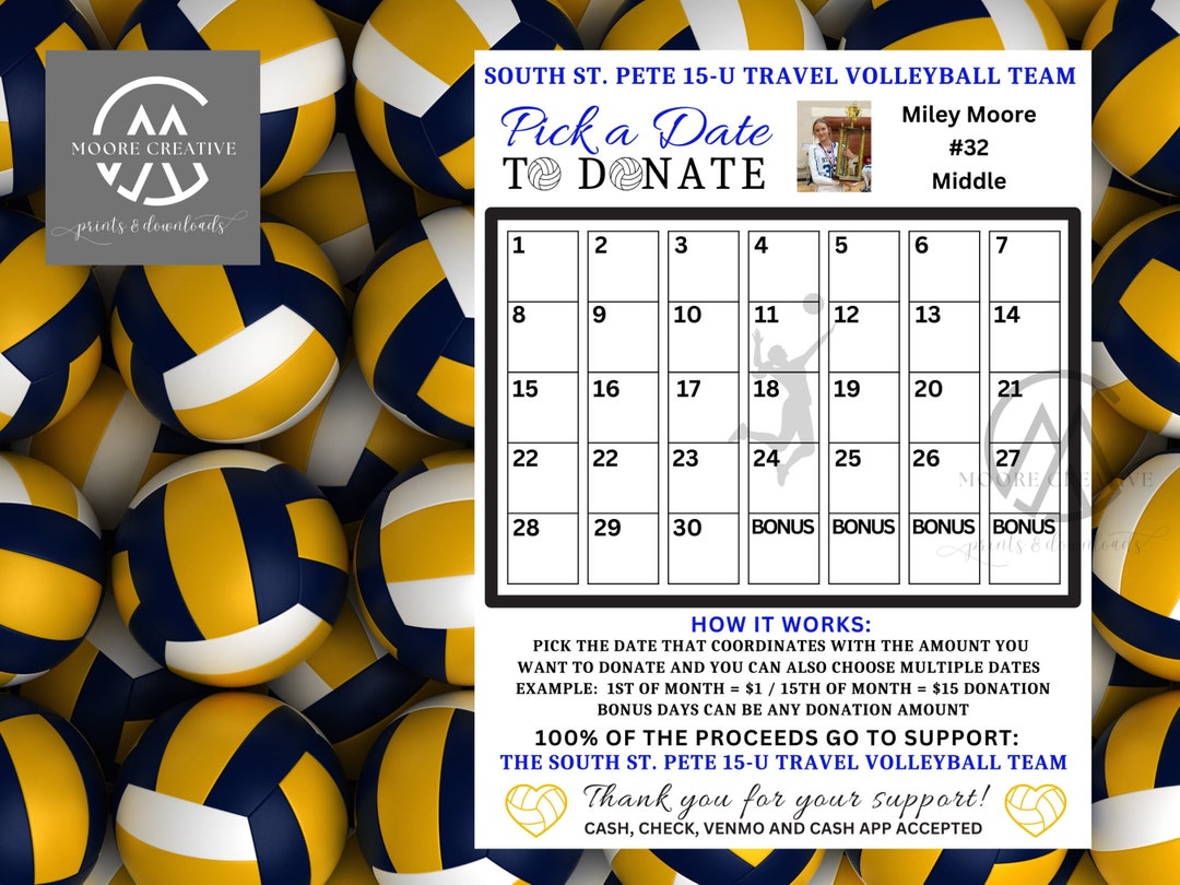 Printable Volleyball Pick a Date to Donate Printable, Volleyball ...