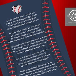 Sentimental Gifts for Graduation Senior Night Baseball Poem Digital ...