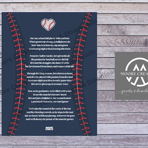 Sentimental Gifts for Graduation Senior Night Baseball Poem Digital ...