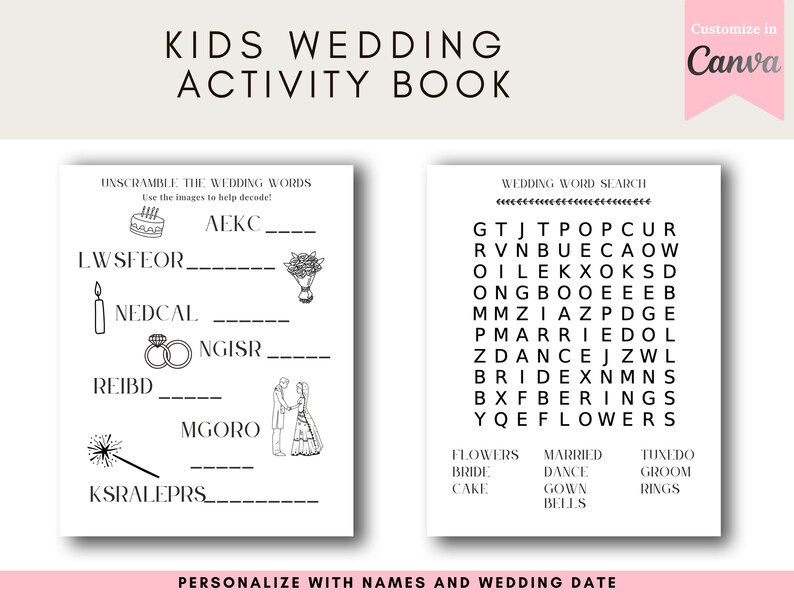 Wedding Activity Book, Wedding Coloring Book, Wedding Activity Book ...