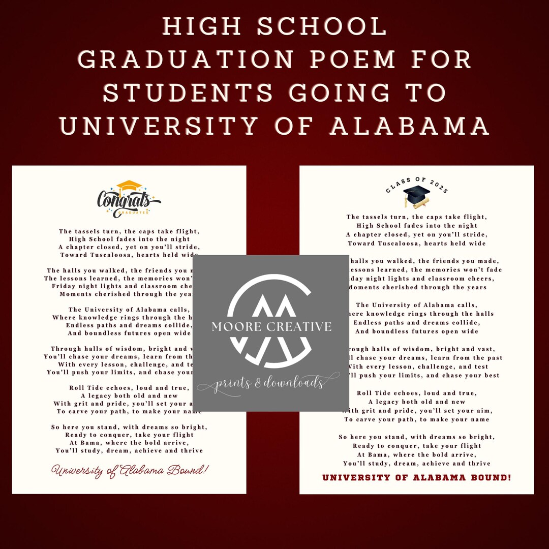 University of Alabama, Graduation Poems, Unique Graduation Gift, Roll ...