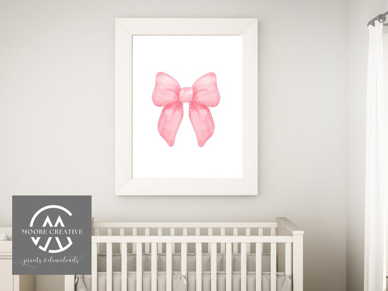 Coquette Ribbon Wall Art Pink Room Decor Aesthetic Poster, Pink Bow ...