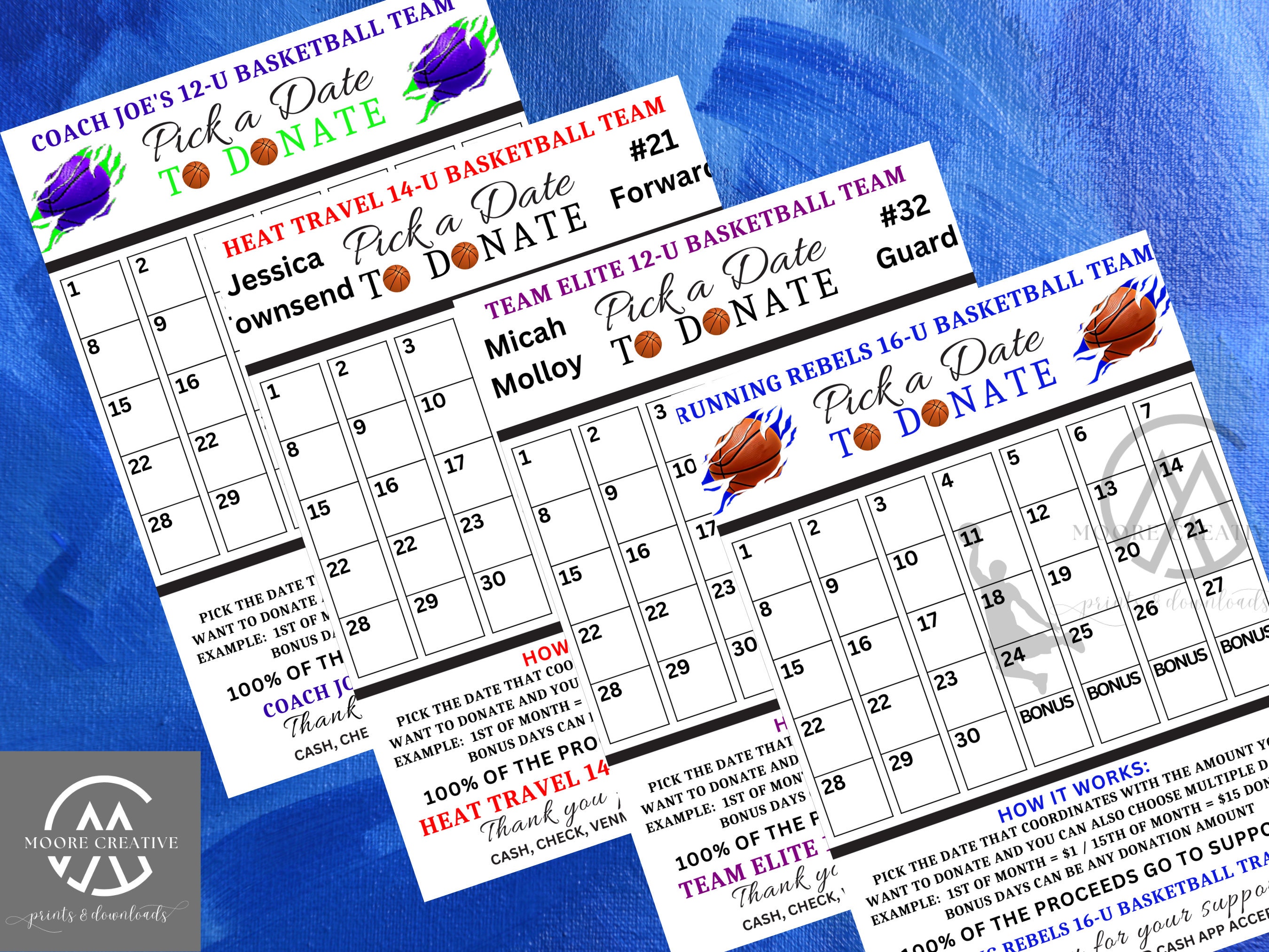 EDITABLE Basketball Pick a Date to Donate Printable, Basketball ...
