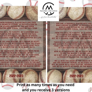 Baseball Team Printable Instant Download B-ball Motivational Memory ...