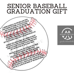 Baseball Graduation Gift Ideas | Senior Baseball Gifts | Print at Home ...