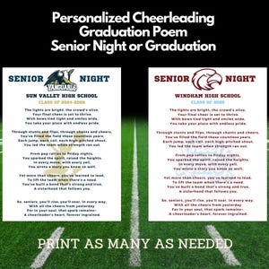 Cheerleader Poem Cheer Team Gift Senior Cheerleader Cheerleading Poem ...