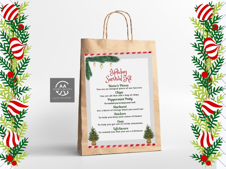 Christmas Survival Kit Printable Team Holiday Goody Bags Employee Staff ...