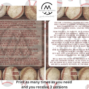 Baseball Senior Graduating Gift, Baseball Senior Night, Baseball Poem ...