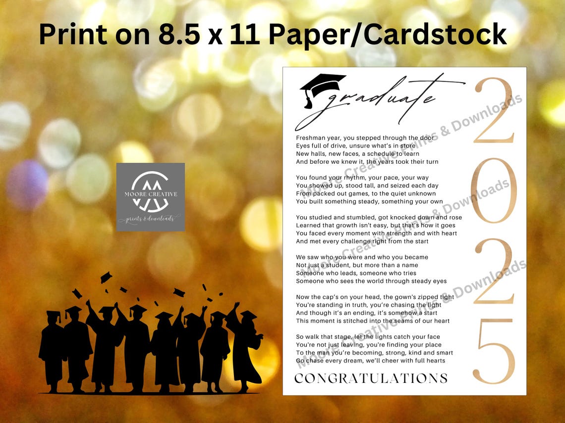 Poetry Graduation Gift, High School Graduation Poem for Him, Class of ...