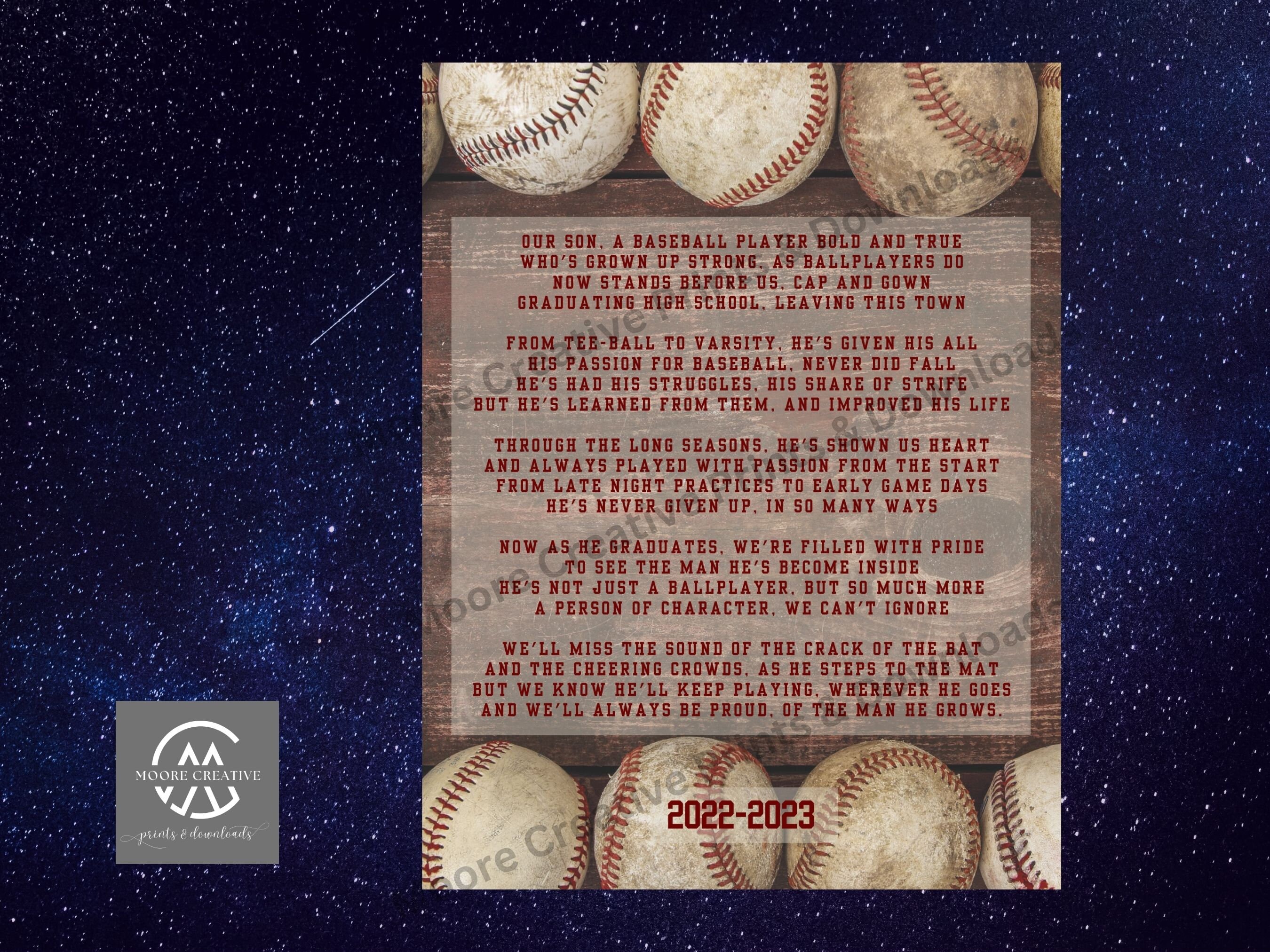 Baseball Team Printable Instant Download B-ball Motivational Memory ...