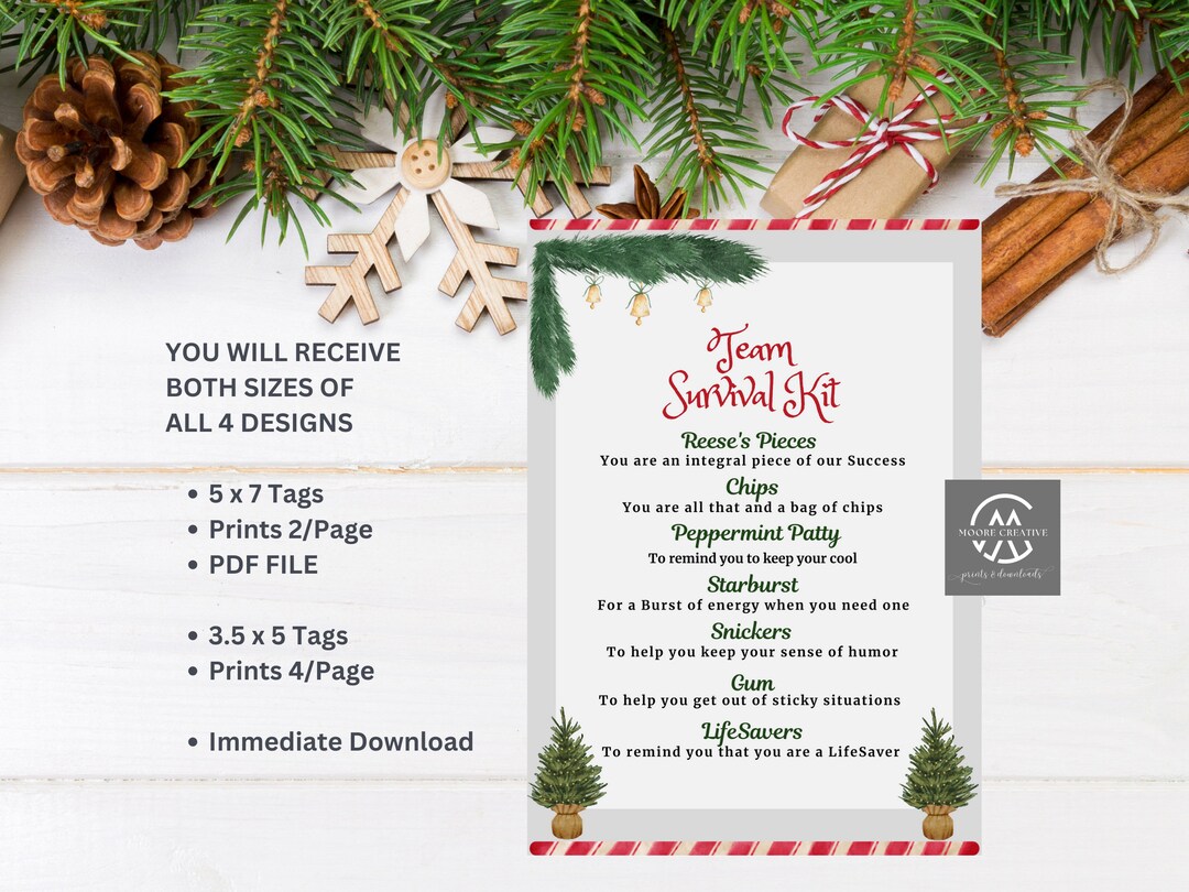 Christmas Survival Kit Printable | Team Survival Kit | Holiday Survival ...