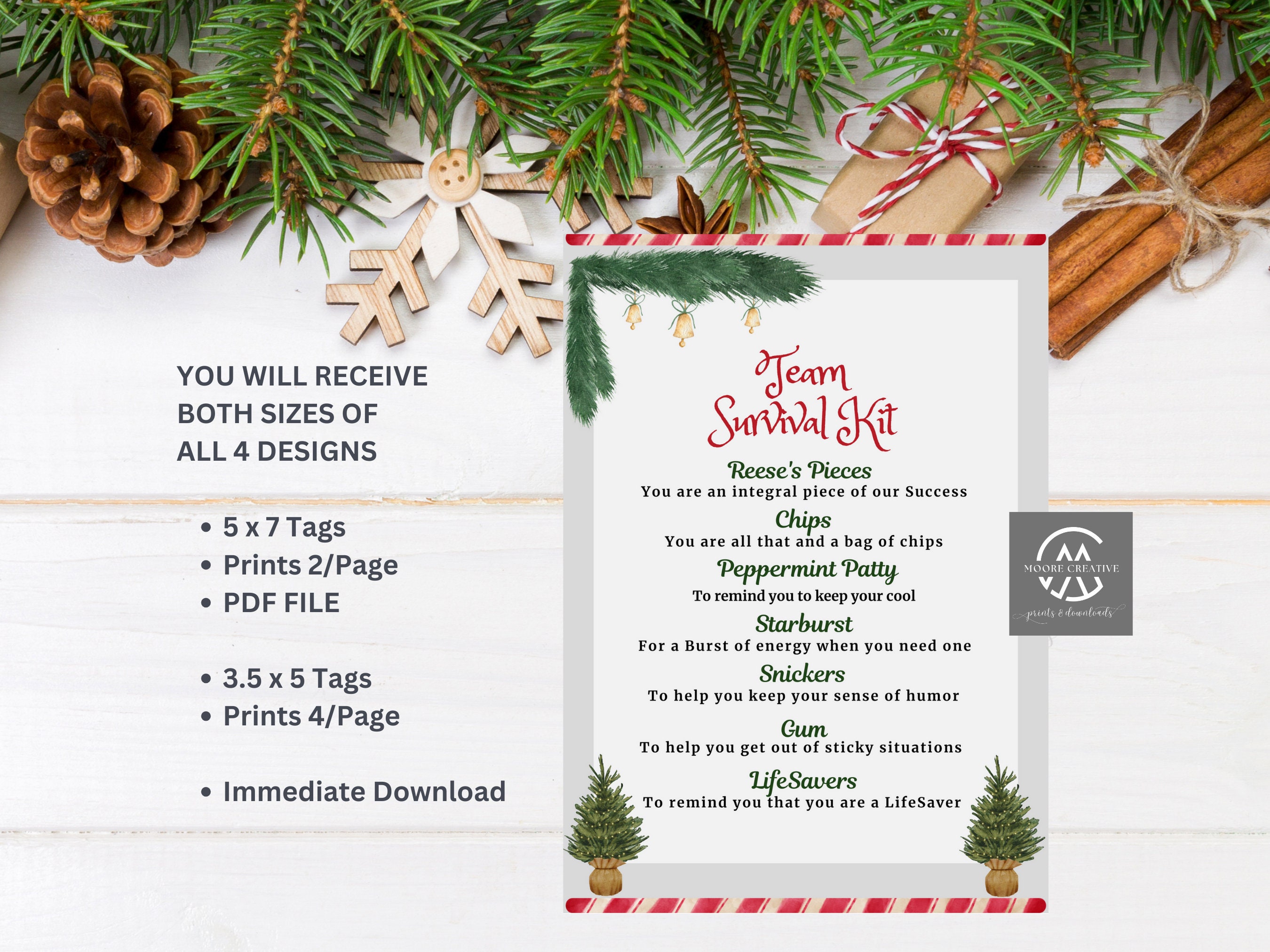 Christmas Survival Kit Printable Team Holiday Goody Bags Employee Staff ...