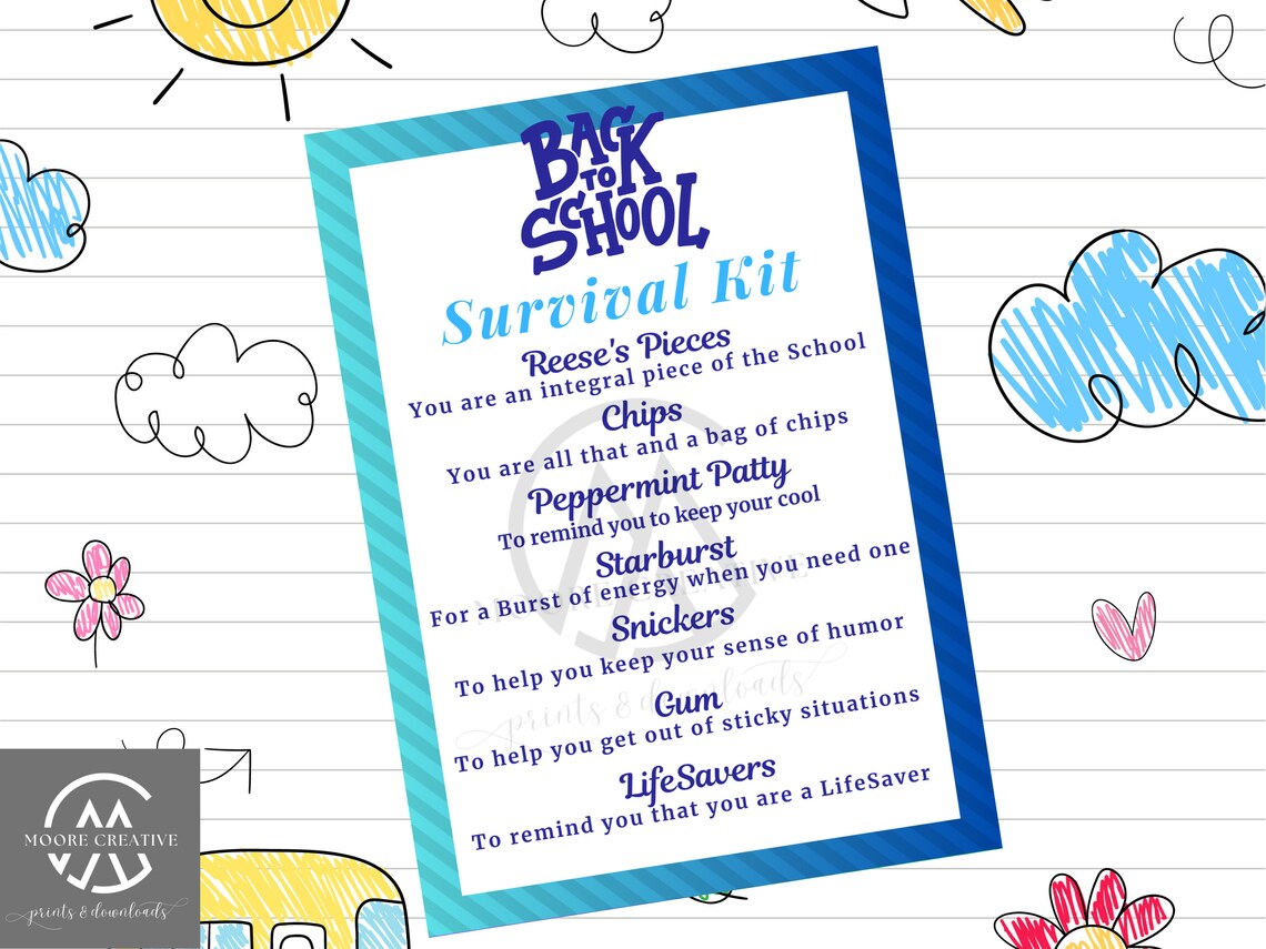 Back to School Survival Kit Gift Tags First Day of School - Etsy