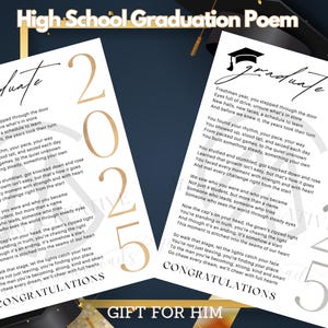 Poetry Graduation Gift, High School Graduation Poem for Him, Class of ...
